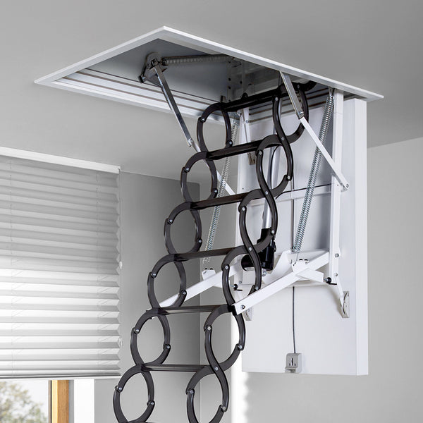 FAKRO LET Electric Retractable Attic Ladder | Motorized Scissor R-12.5